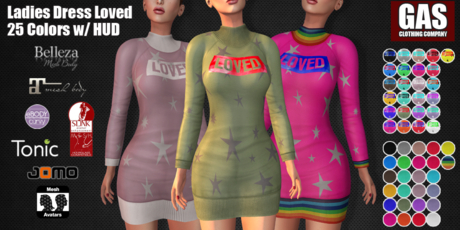 Second Life Marketplace - GAS [Ladies Dress Loved - 25 Colors w/HUD ...
